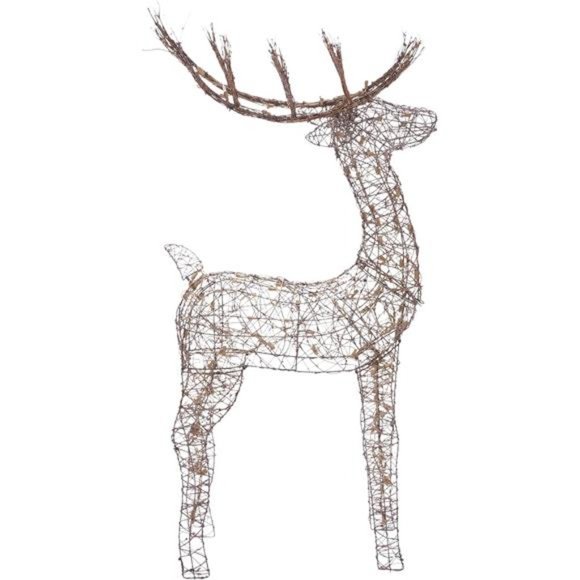 Holiday | Standing Rattan Reindeer Decoration With Warm White Lights ...